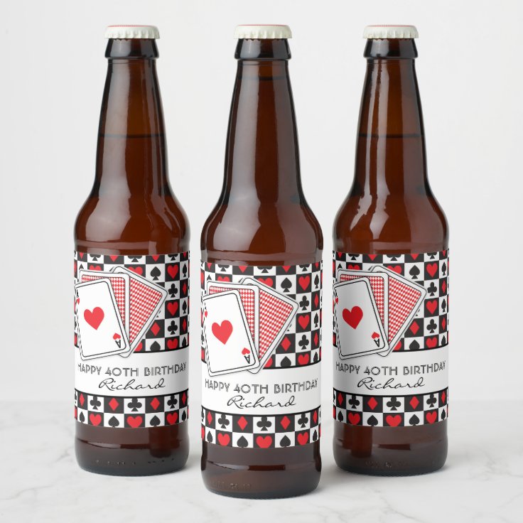 Casino Playing Cards Beer Bottle Label | Zazzle