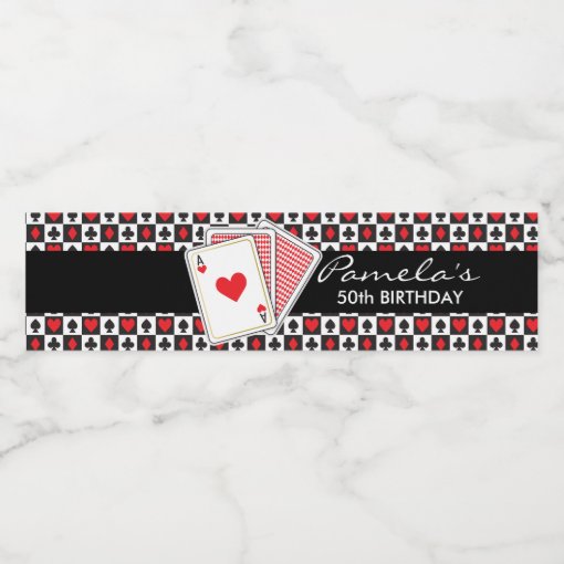 Casino Playing Cards Water Bottle Label | Zazzle