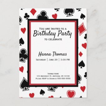 Casino Poker Card Game Theme Birthday Invitation | Zazzle