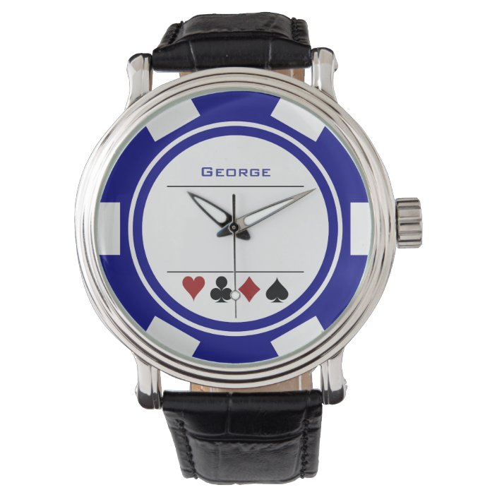Casino Poker Chip Las Vegas White Navy Blue Watch | Zazzle.com