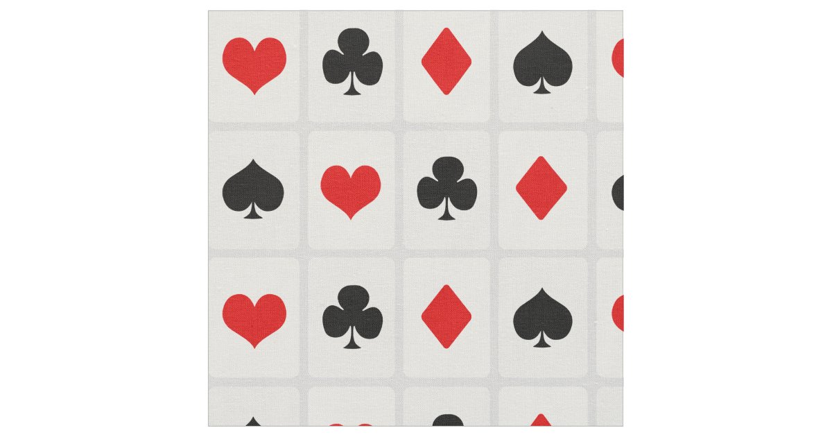 Casino Poker Playing Card Symbols Pattern Fabric | Zazzle