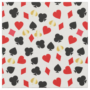 Playing Card Suits on Black and White Fabric | Zazzle