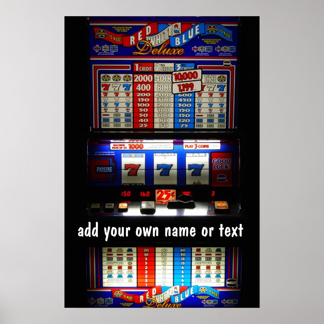 Casino Slot Machine Lucky 7 Personalized Poster | Zazzle