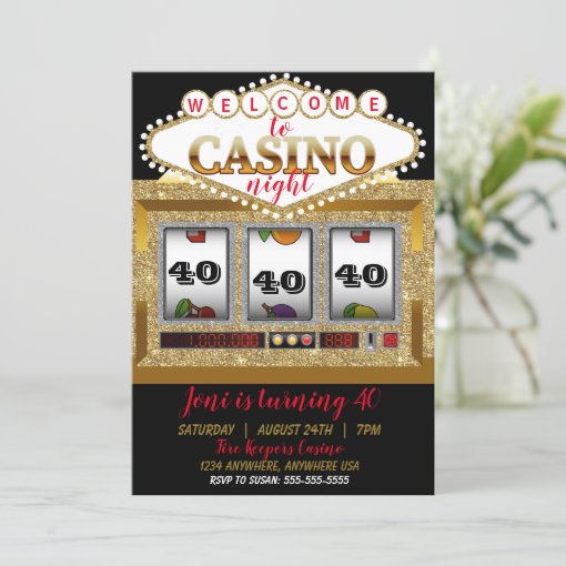 casino slots machine las Vegas casino night Invitation | Zazzle