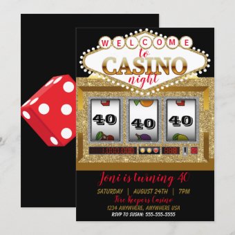 casino slots machine las Vegas casino night Invitation | Zazzle