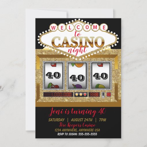 casino slots machine las Vegas casino night Invitation | Zazzle