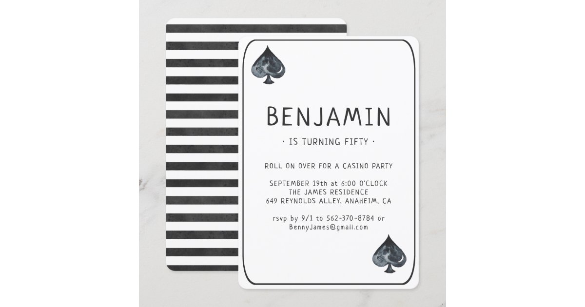 Casino Spades Playing Card Birthday Invitation | Zazzle