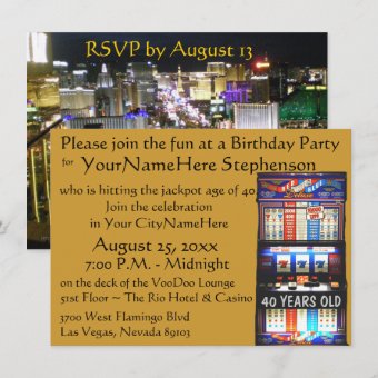 Casino Theme Party with personalized slot machine Invitation | Zazzle