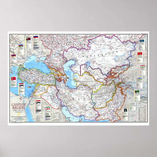 " Caspian Region: 1999 Caspian Countries MAP ... Poster | Zazzle