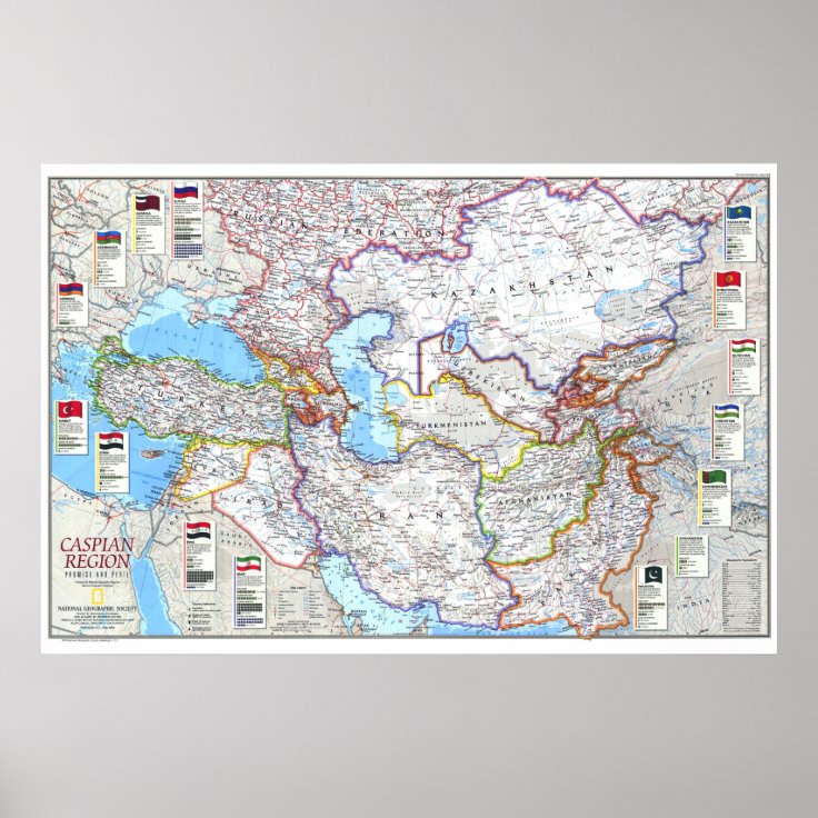 " Caspian Region: 1999 Caspian Countries MAP ... Poster | Zazzle