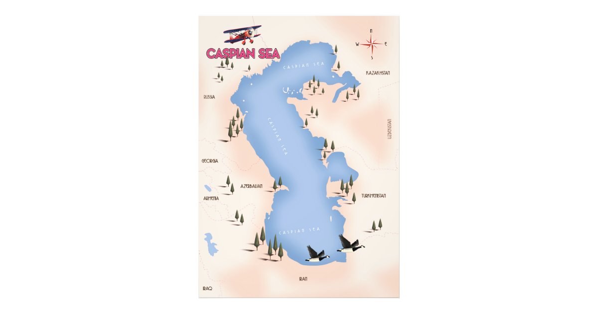 Caspian Sea Vintage Style Map travel poster | Zazzle