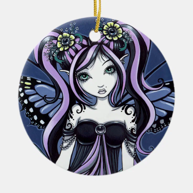 "Cassandra" Gothic Tattoo Flower Fairy Ornament | Zazzle