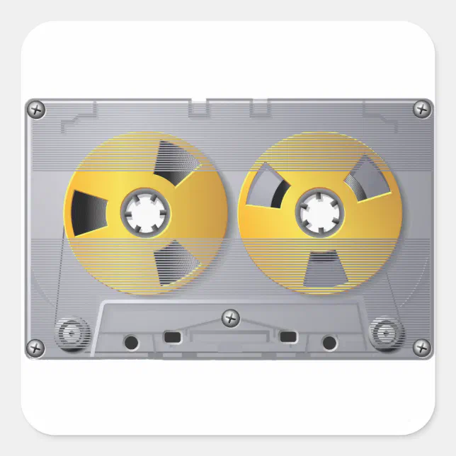 Cassette Tape Illustration Vintage Music Lover Square Sticker | Zazzle