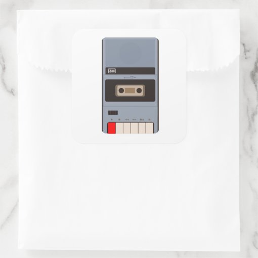 Cassette Tape Recorder Square Sticker | Zazzle