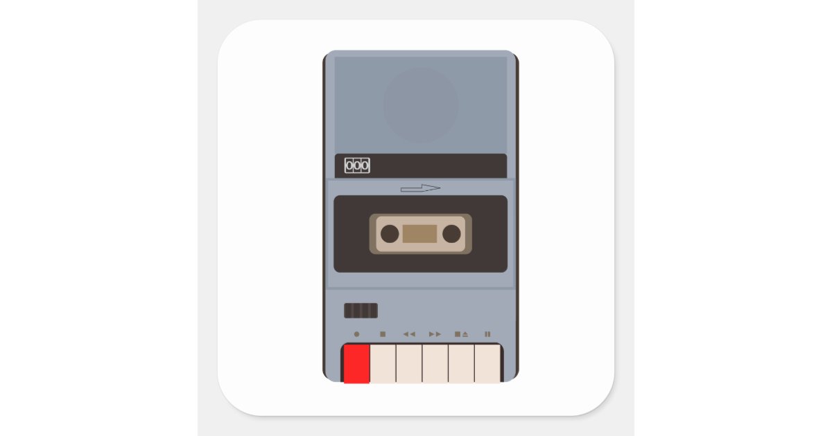 Cassette Tape Recorder Square Sticker | Zazzle