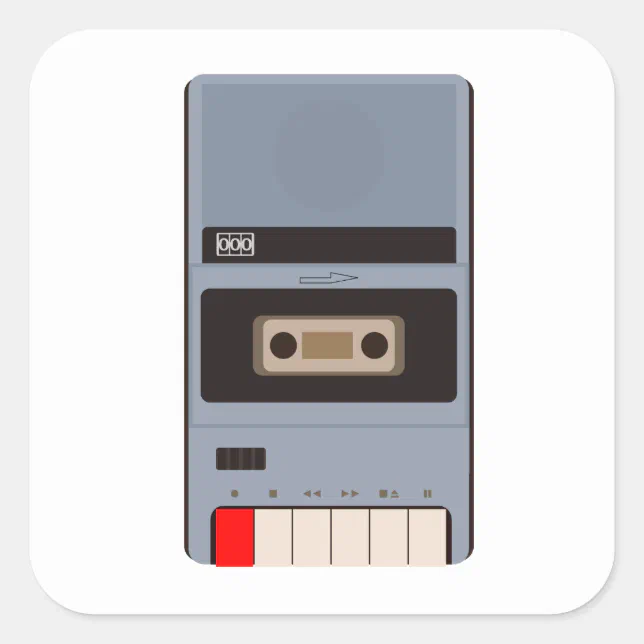 Cassette Tape Recorder Square Sticker | Zazzle