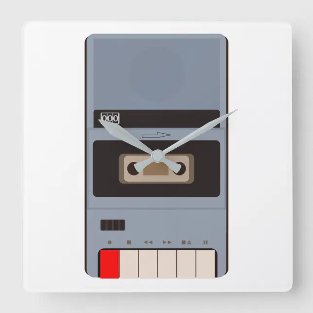 cassette tape recorder square wall clock | Zazzle