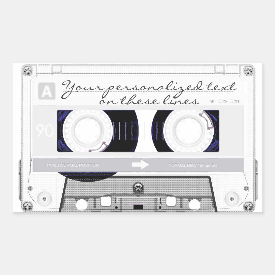 Cassette tape - white - rectangular sticker | Zazzle