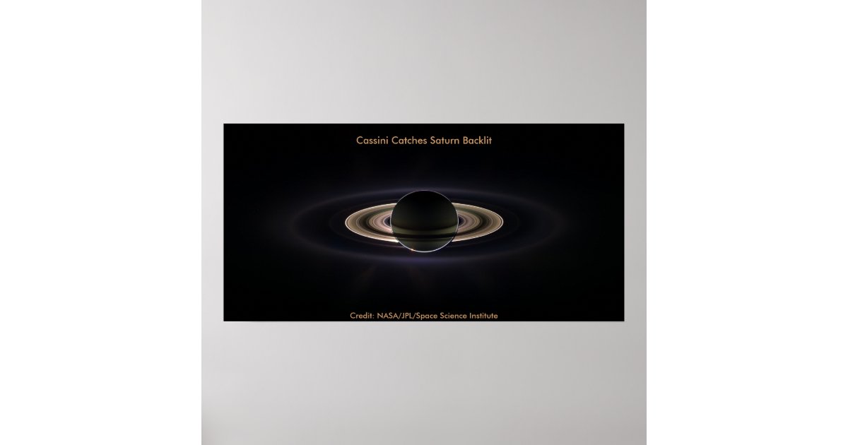 Cassini Catches Saturn Backlit Poster | Zazzle