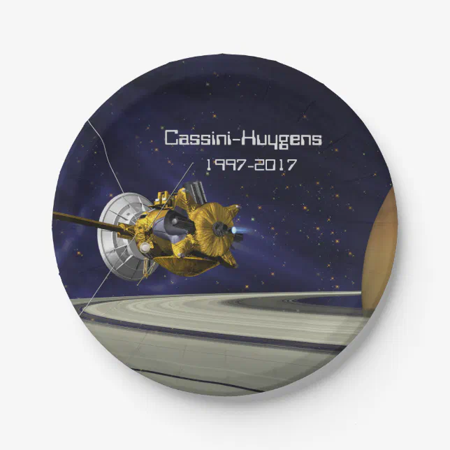 Cassini Huygens Saturn Mission Spacecraft Paper Plates | Zazzle