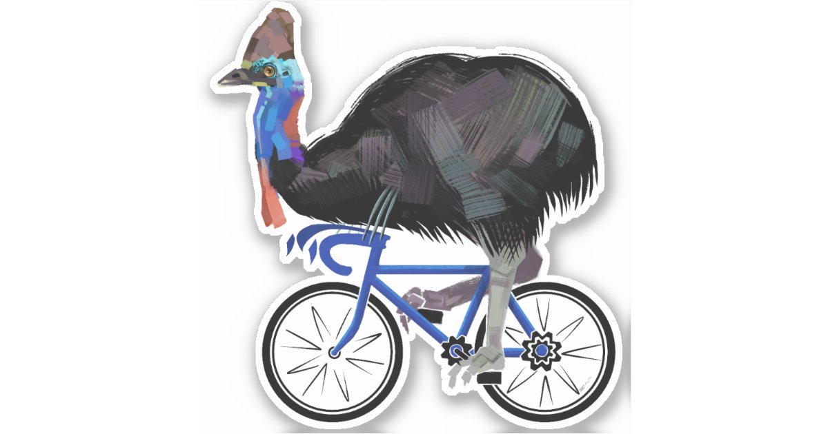 Cassowary Riding A Bicycle Sticker | Zazzle