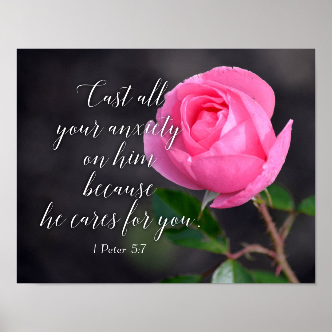 Cast all your Anxiety Christian Bible Verse Prayer Poster | Zazzle