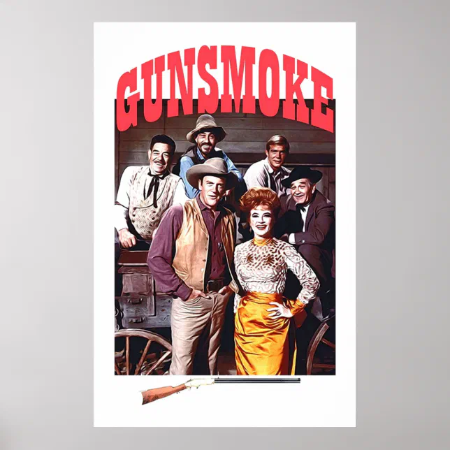 Cast of Gunsmoke Mat Dillon and Kitty Doc and Fest Poster | Zazzle
