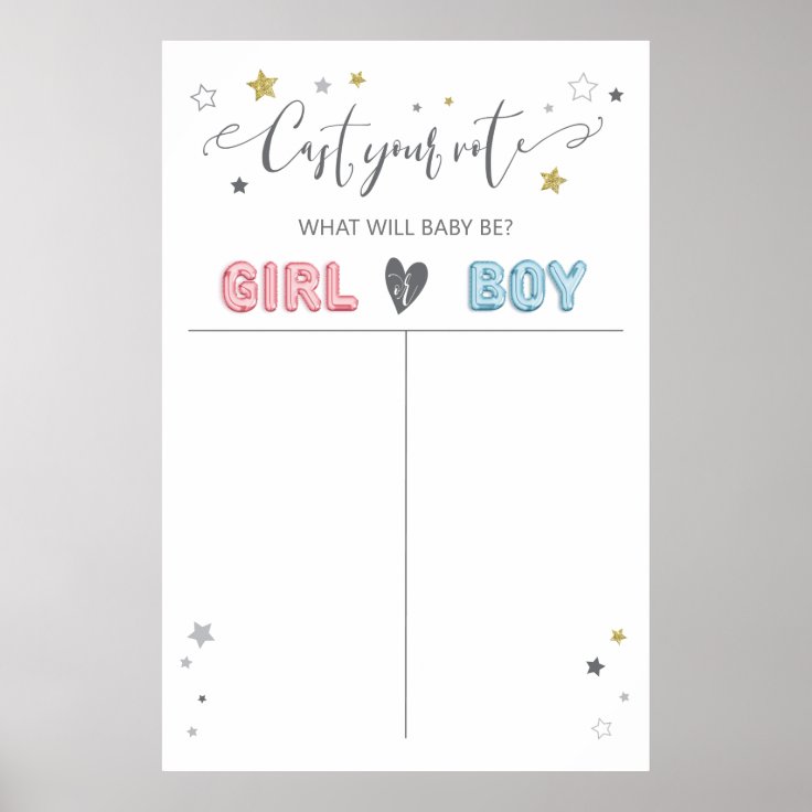 Cast your vote gender reveal sign, boy or girl poster | Zazzle Cast your vote gender reveal sign, boy or girl poster | Zazzle