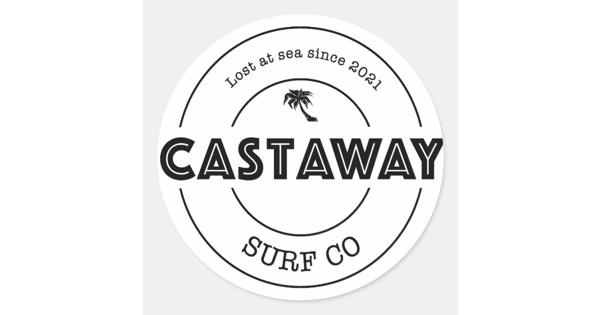 Castaway Surf Co. Original Logo Classic Round Sticker | Zazzle