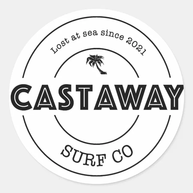 Castaway Surf Co. Original Logo Classic Round Sticker | Zazzle