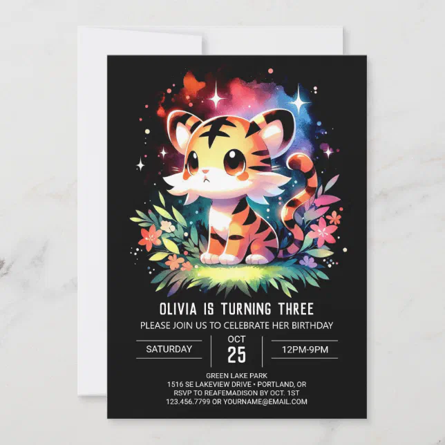 Castle Boho Tiger Birthday Invitation | Zazzle