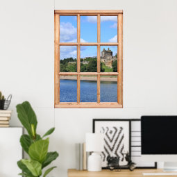 Castle by the Sea View from a Window Poster | Zazzle