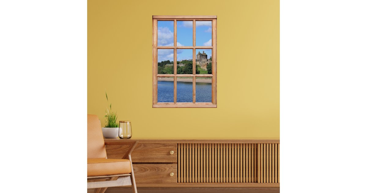 Castle by the Sea View from a Window Poster | Zazzle