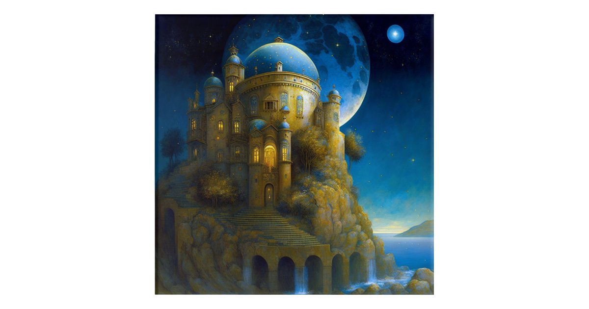 Castle Fantasy Moon Landscape Acrylic Print | Zazzle