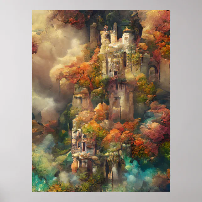 Castle In Forest, Fantasy Jungle, Magic Castle Pos Poster | Zazzle