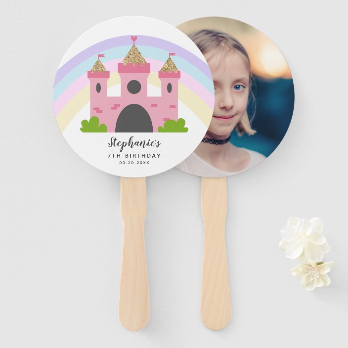 Castle Princess Birthday Party Girl Photo Hand Fan | Zazzle.com