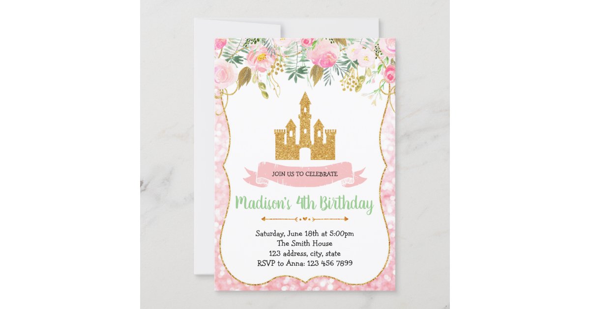 Castle princess birthday party invitation | Zazzle