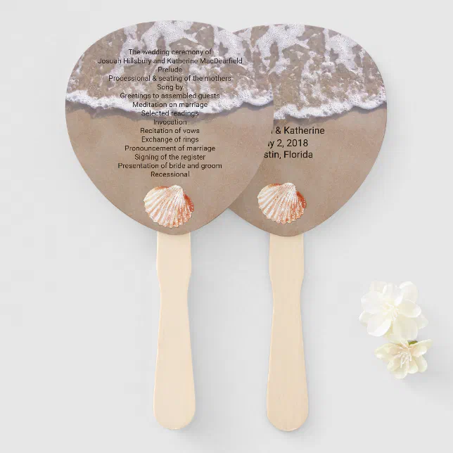 Casual Beach Theme Wedding Program Fan | Zazzle