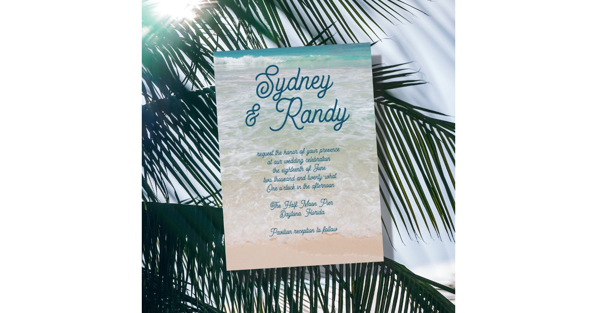 Casual Beach Wedding First Names Invitation | Zazzle