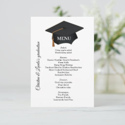Casual black & white Graduation party dinner menu Invitation | Zazzle