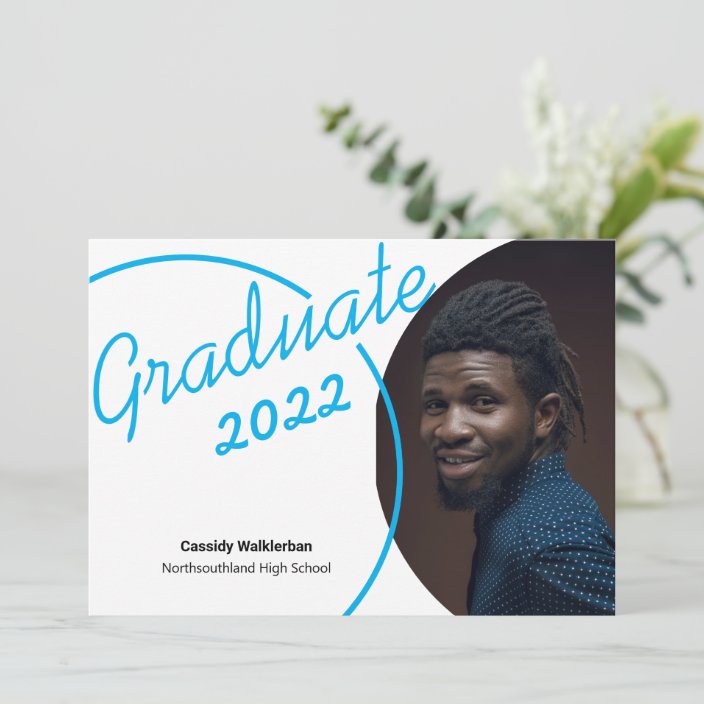 Casual Blue White Photo Graduation Invitation | Zazzle.com