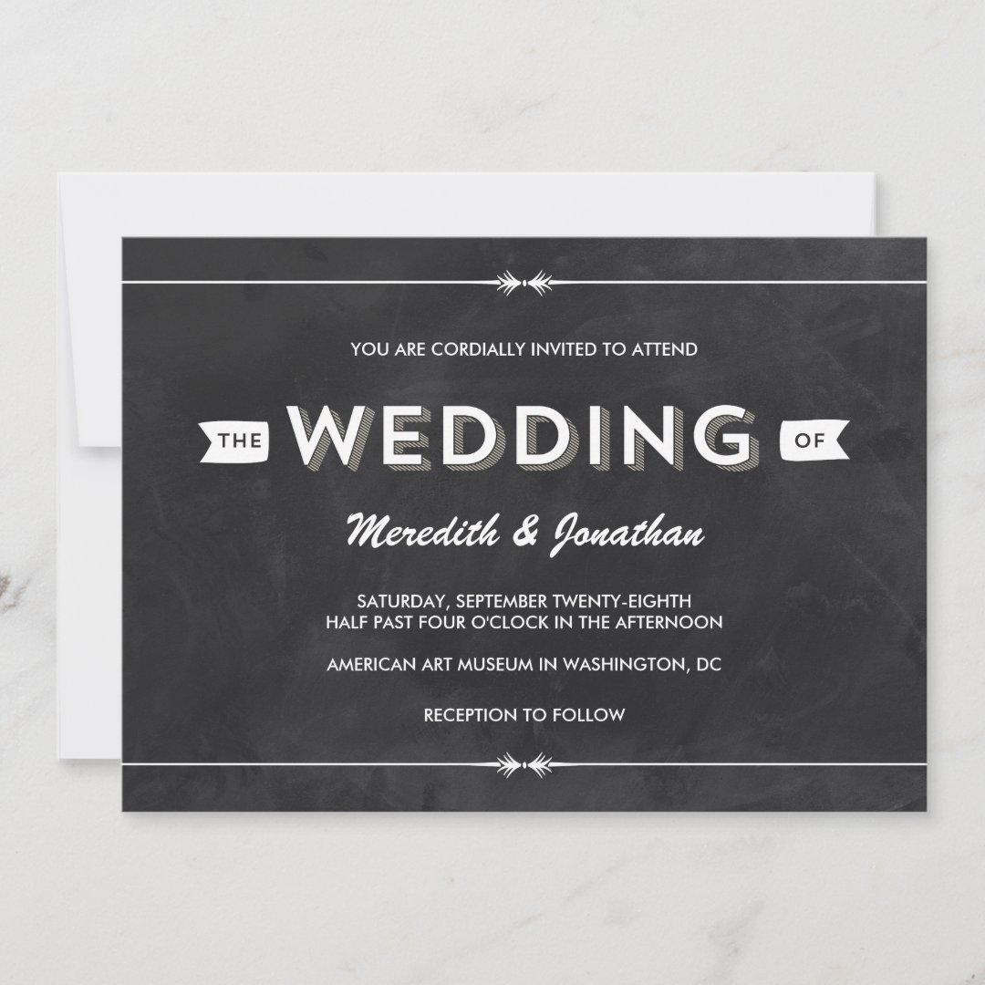 Casual Chalkboard Wedding Invitation | Zazzle