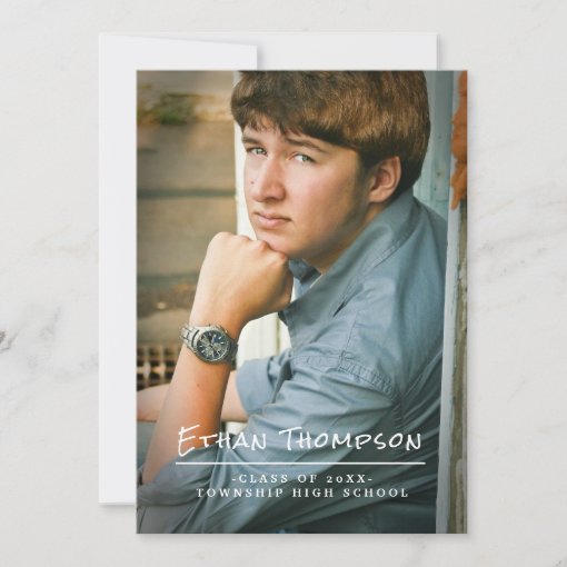 Casual Guy Graduate Photo Graduation Party Invitation | Zazzle