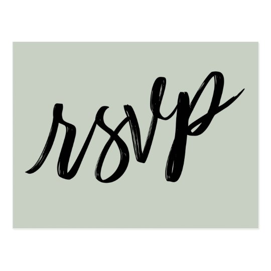 Casual Handwriting Bold Sage Green RSVP Postcard | Zazzle.com