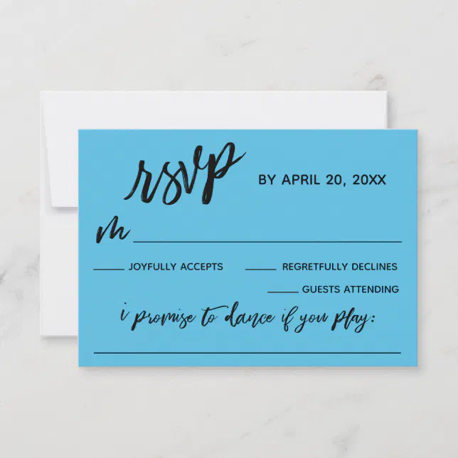Casual Handwriting w/ Song Request Pretty Blue RSVP Card | Zazzle