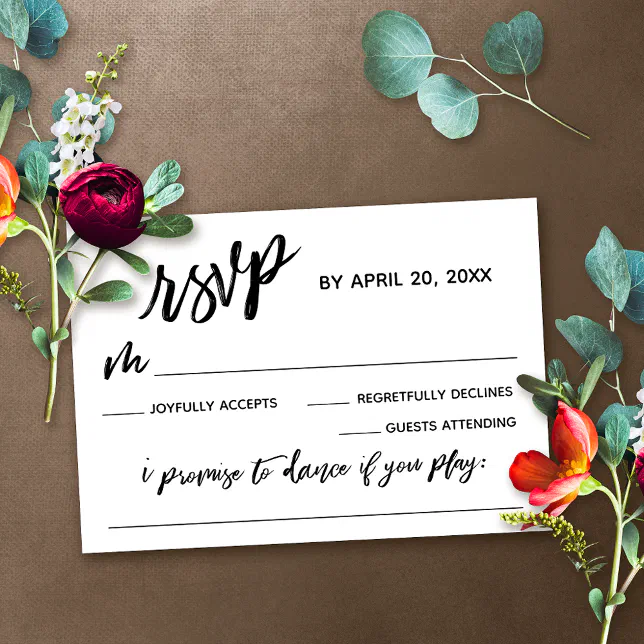 Casual Handwriting with Song Request Wedding RSVP Card | Zazzle
