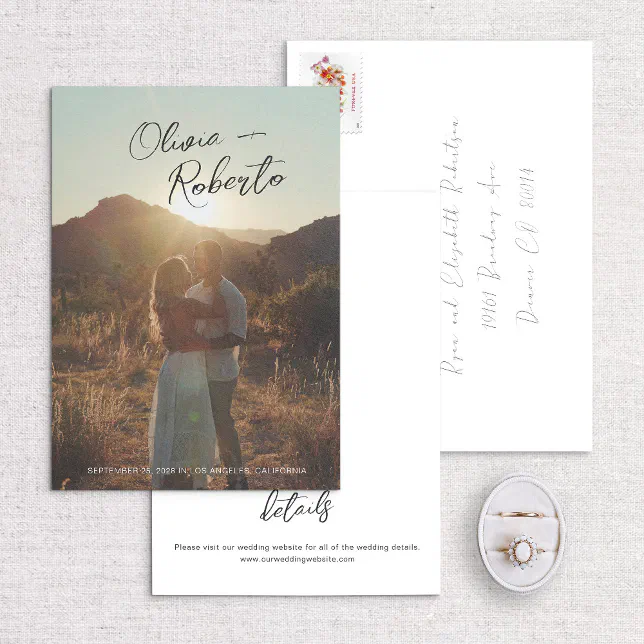 Casual Handwritten Names Full Photo Save the Date | Zazzle