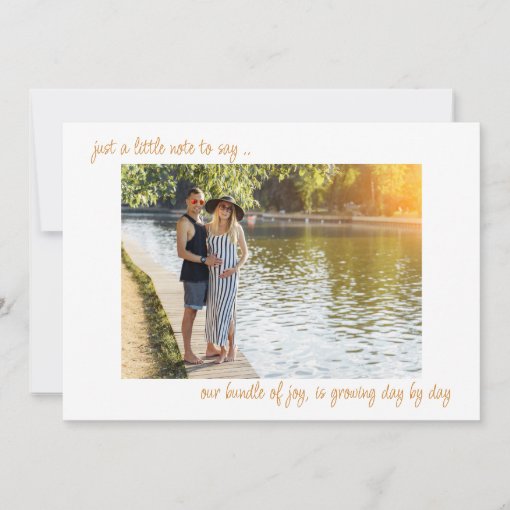 Casual Handwritten Note to Say 2 Photo Pregnancy Announcement | Zazzle
