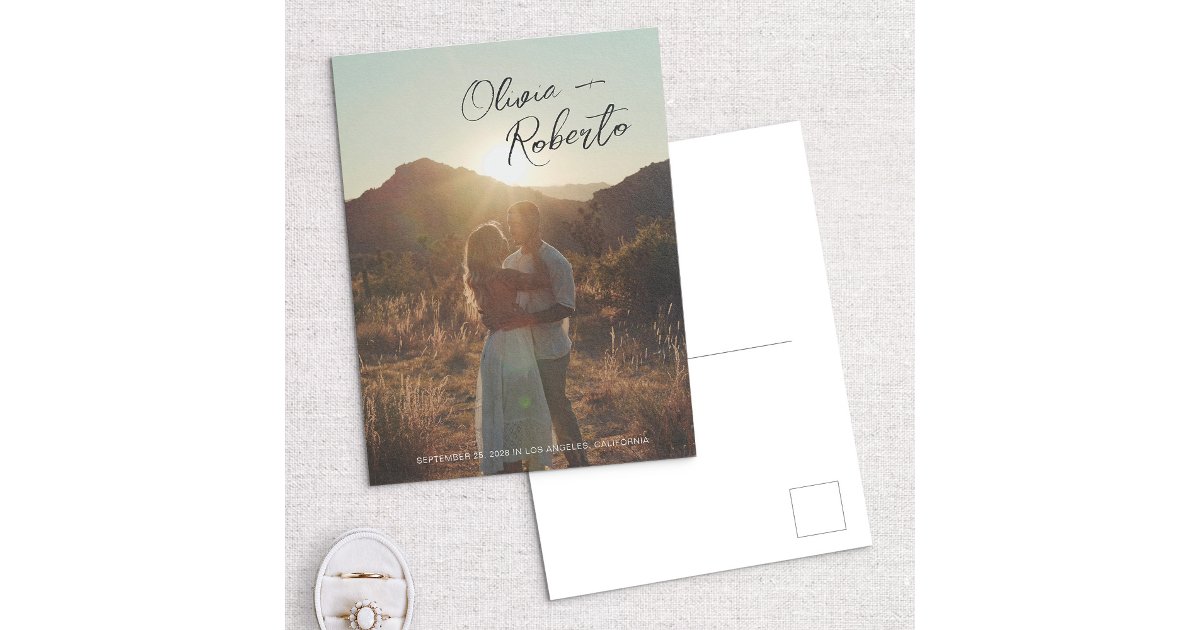 Casual Handwritting Photo Save the Date Postcard | Zazzle