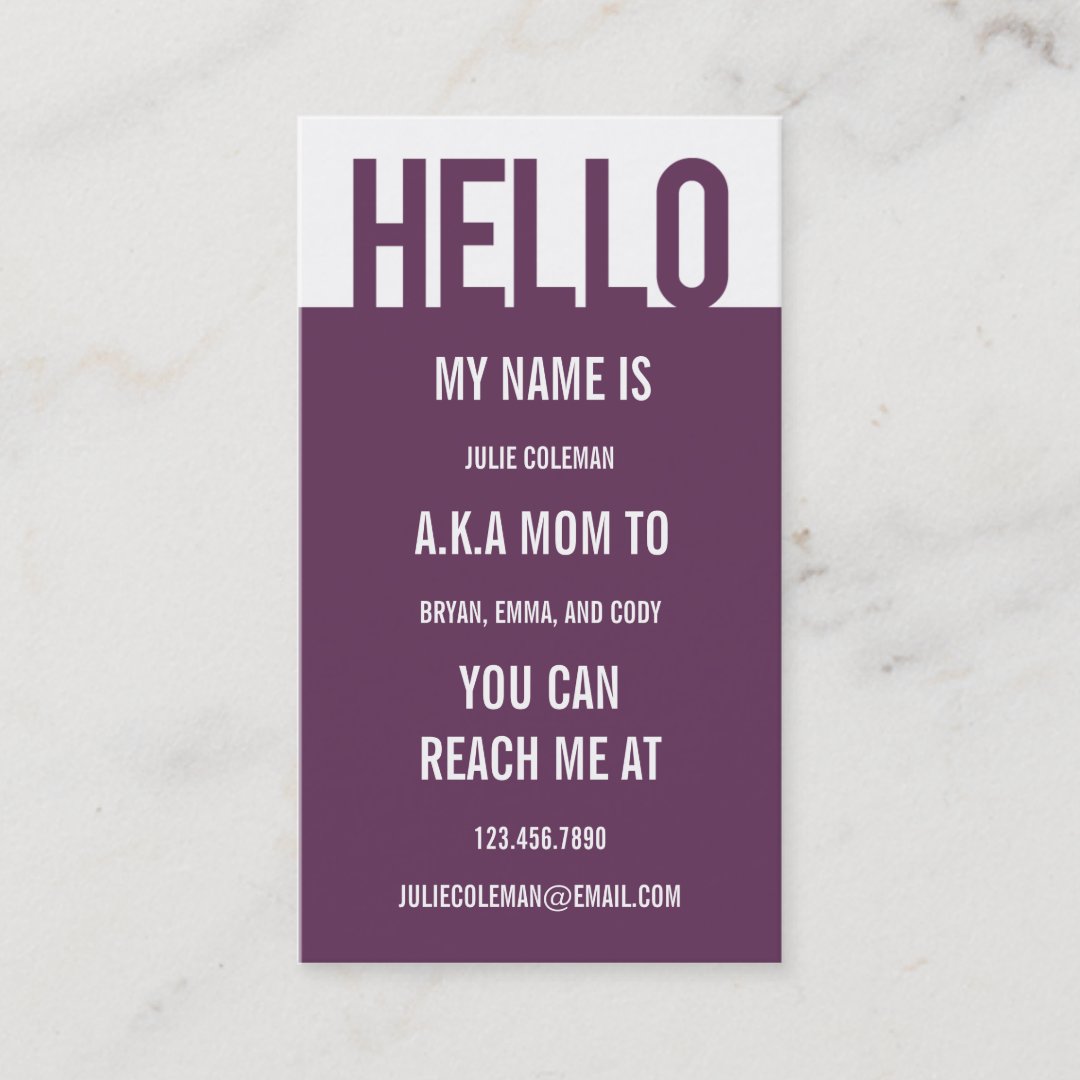Casual Hello Mommy Card / Calling Card | Zazzle